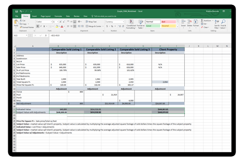 CMA Template & Worksheet