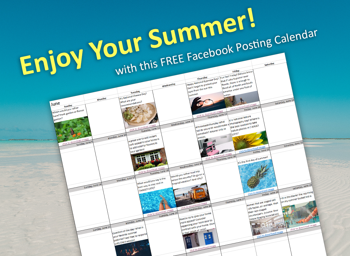 2019 Summer Facebook Posting Calendar